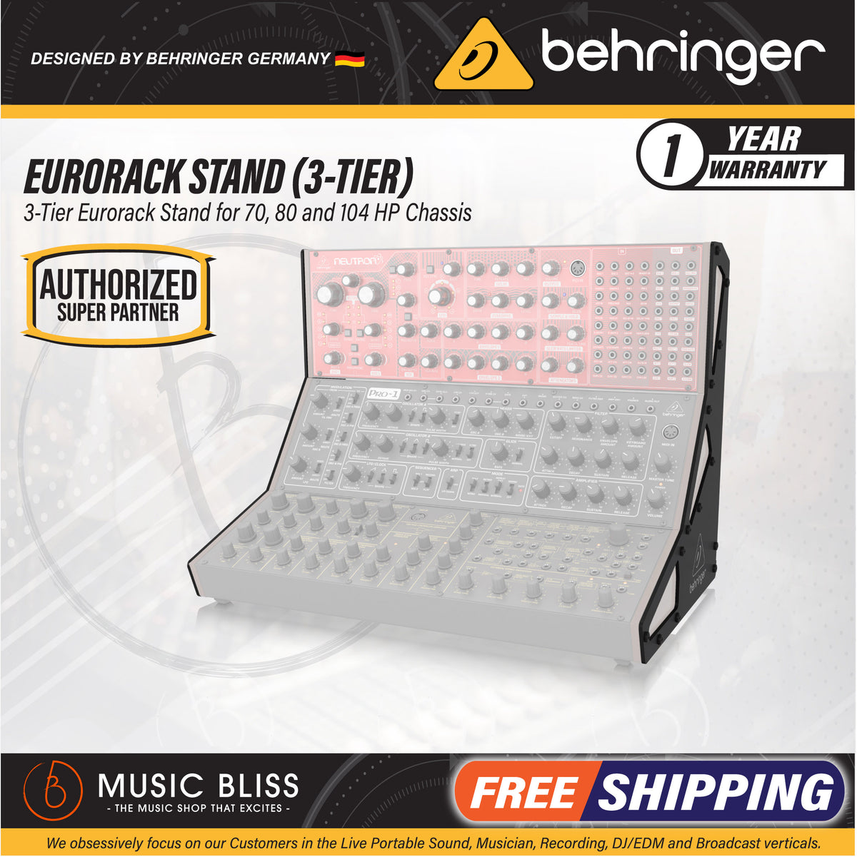 Behringer Eurorack Stand 3-Tier for 70/80 and 104 HP Cases | Music ...