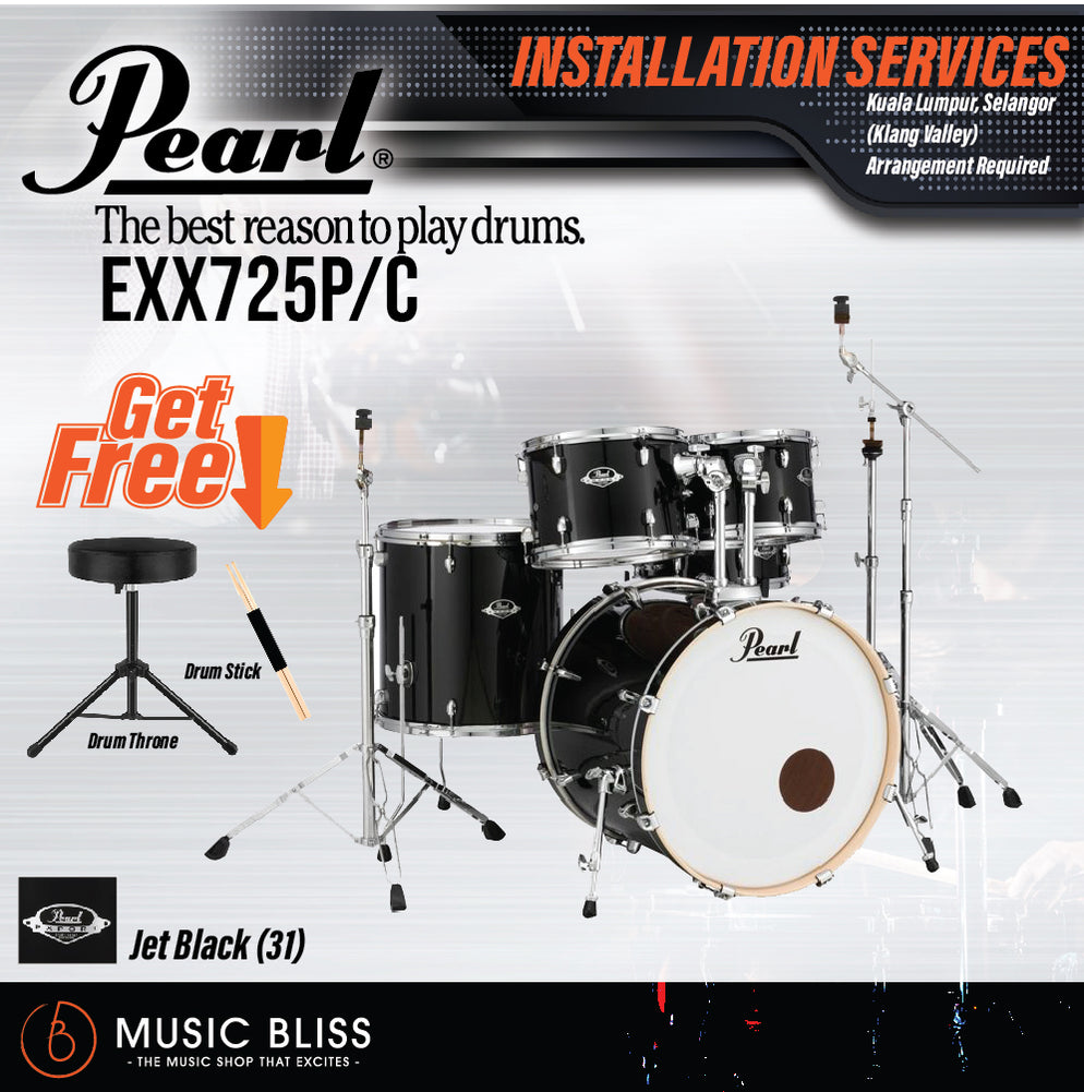 Pearl Export EXX 5-Piece Drum Set with Hardware, Drumstick and Throne ...