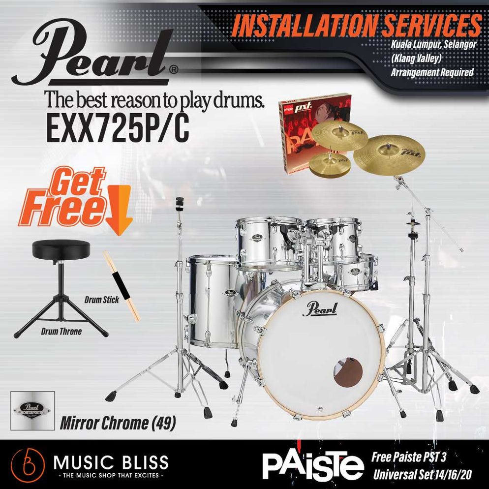 Pearl Export EXX 5-Piece Drum Set with Hardware, Drumstick and Throne ...