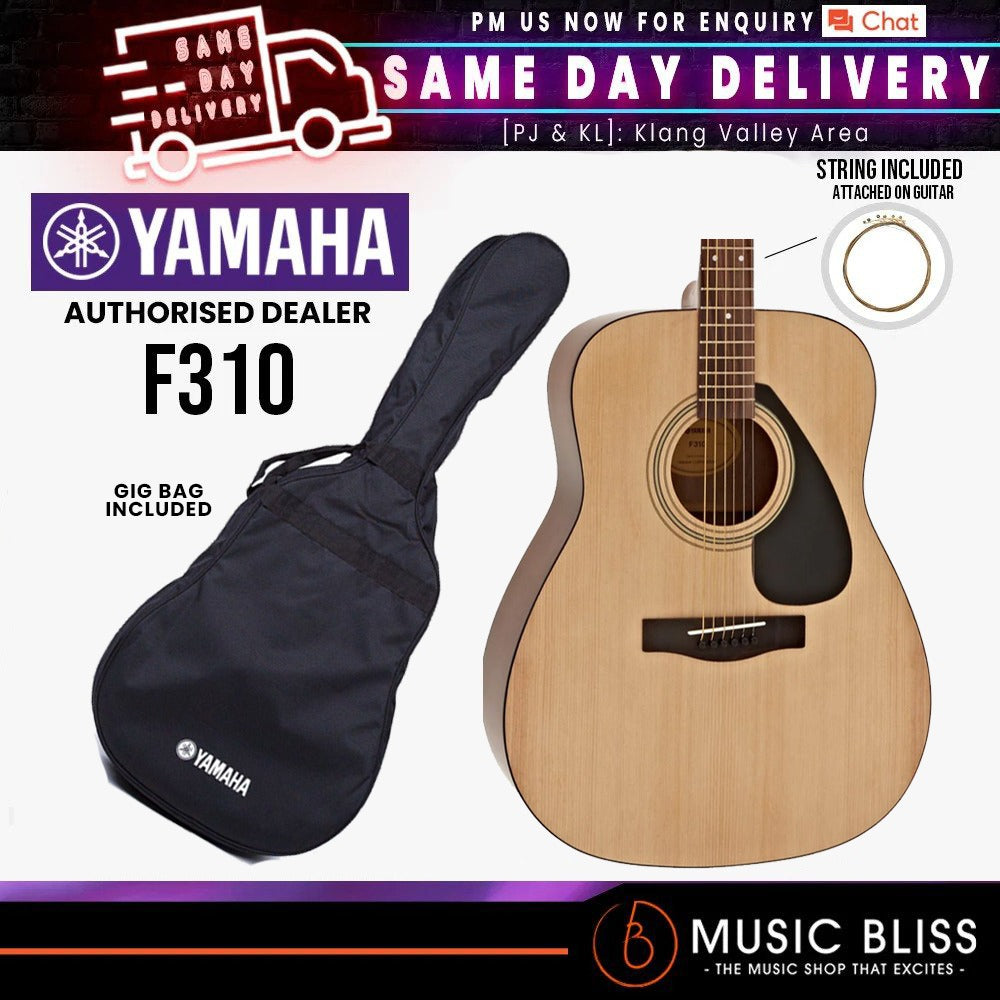 Yamaha F310 Beginner Acoustic Guitar with Bag - Natural (F-310) | Music Bliss Malaysia