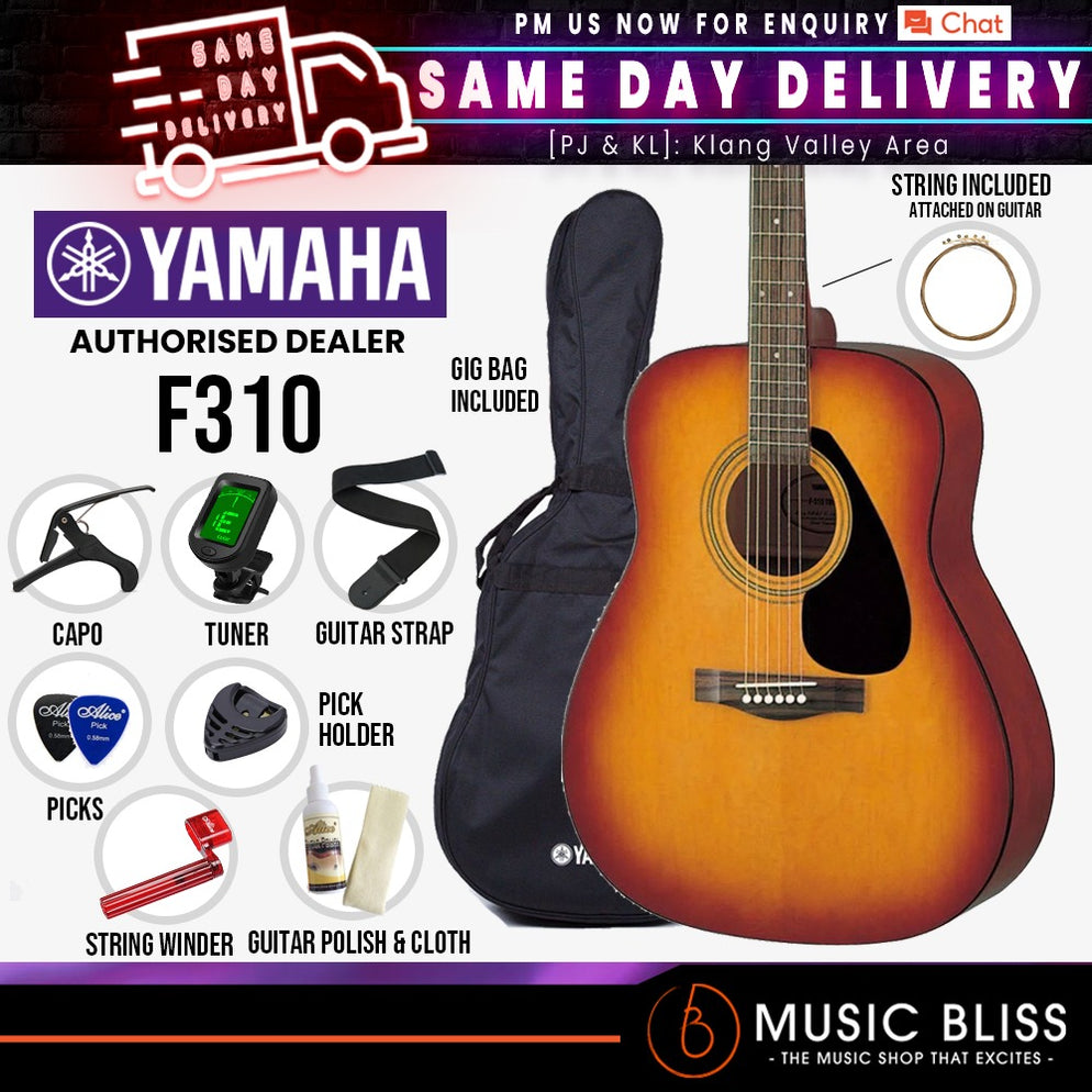 Yamaha F310 Beginner Acoustic Guitar with Bag - Natural (F-310) | Music ...