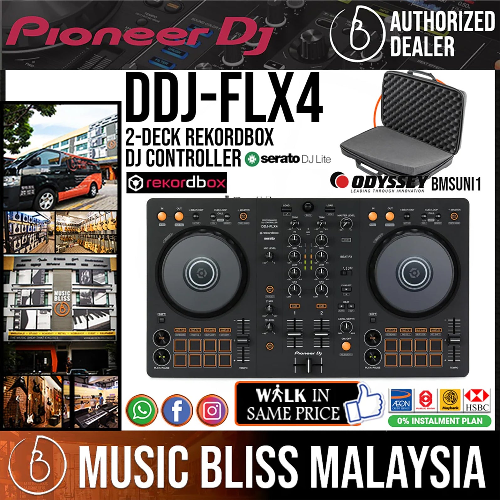 Pioneer DJ DDJ-FLX4 2-deck Rekordbox and Serato DJ Controller (DDJFLX4 / DDJ FLX4) | Music Bliss ...