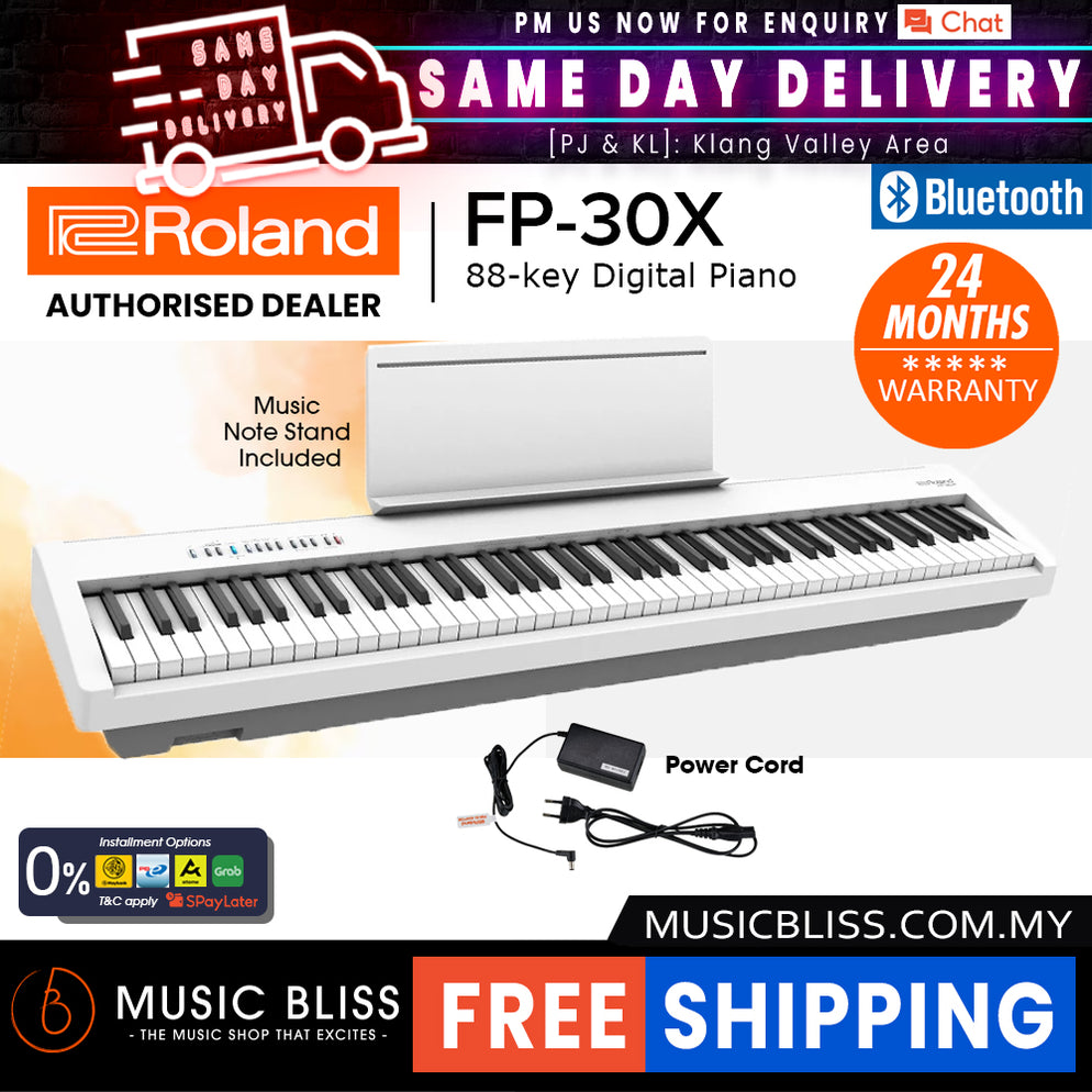 Roland FP-30X 88-key Digital Piano with DP-2 Pedal - White — Music ...