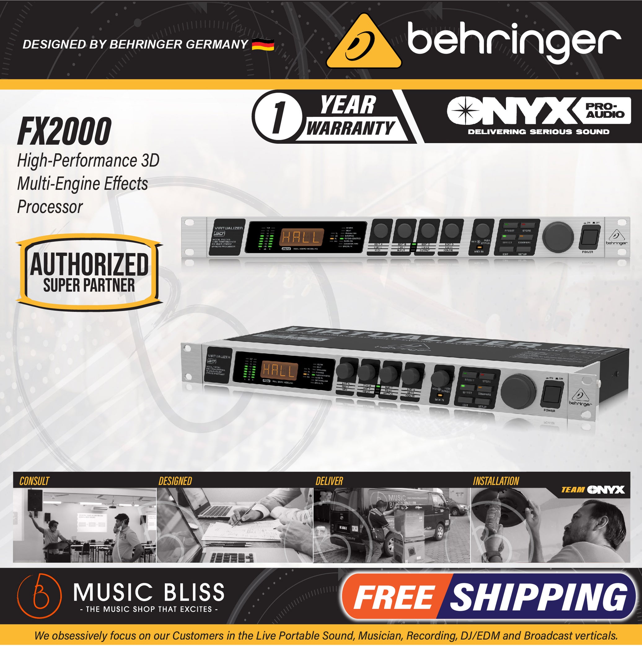 Behringer Virtualizer 3D FX2000 Rackmount Effects Processor | Music ...