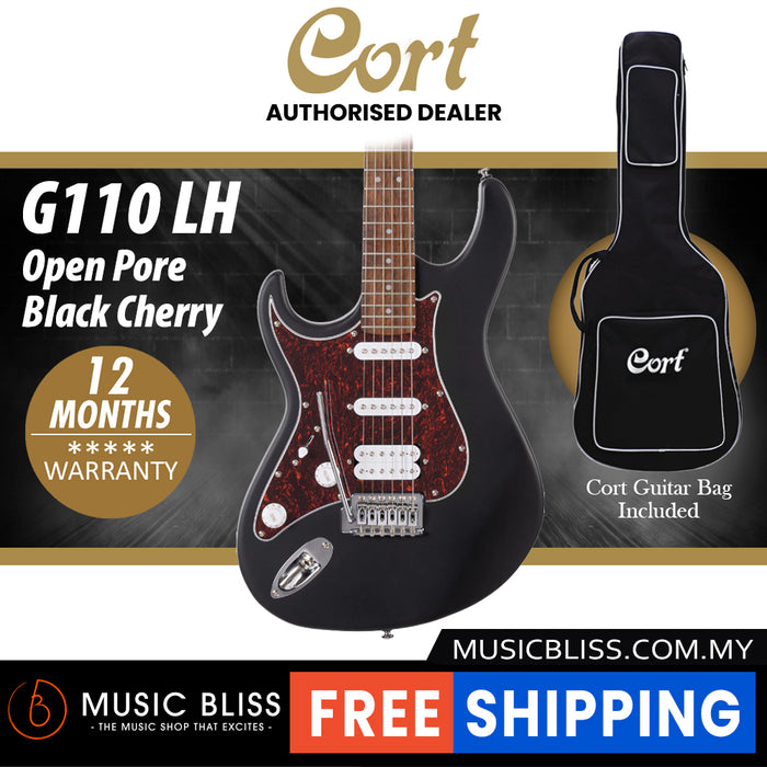 Cort G110 Left-Handed Electric Guitar with Bag - Open Pore Black | Music Bliss Malaysia