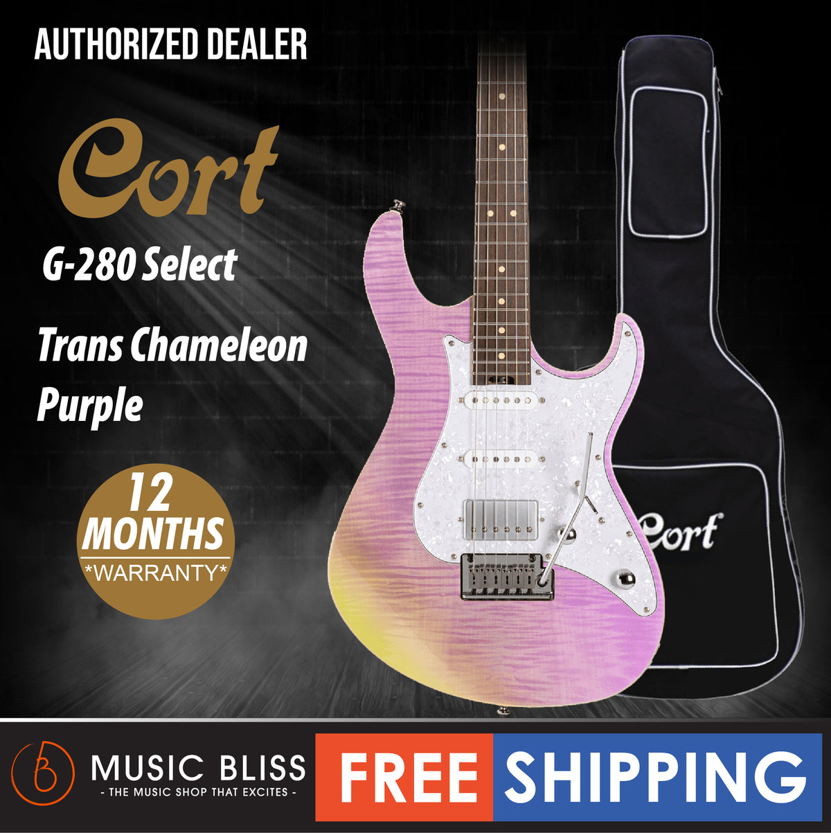 Cort G-280 Select Electric Guitar with Bag - Trans Chameleon Purple ...