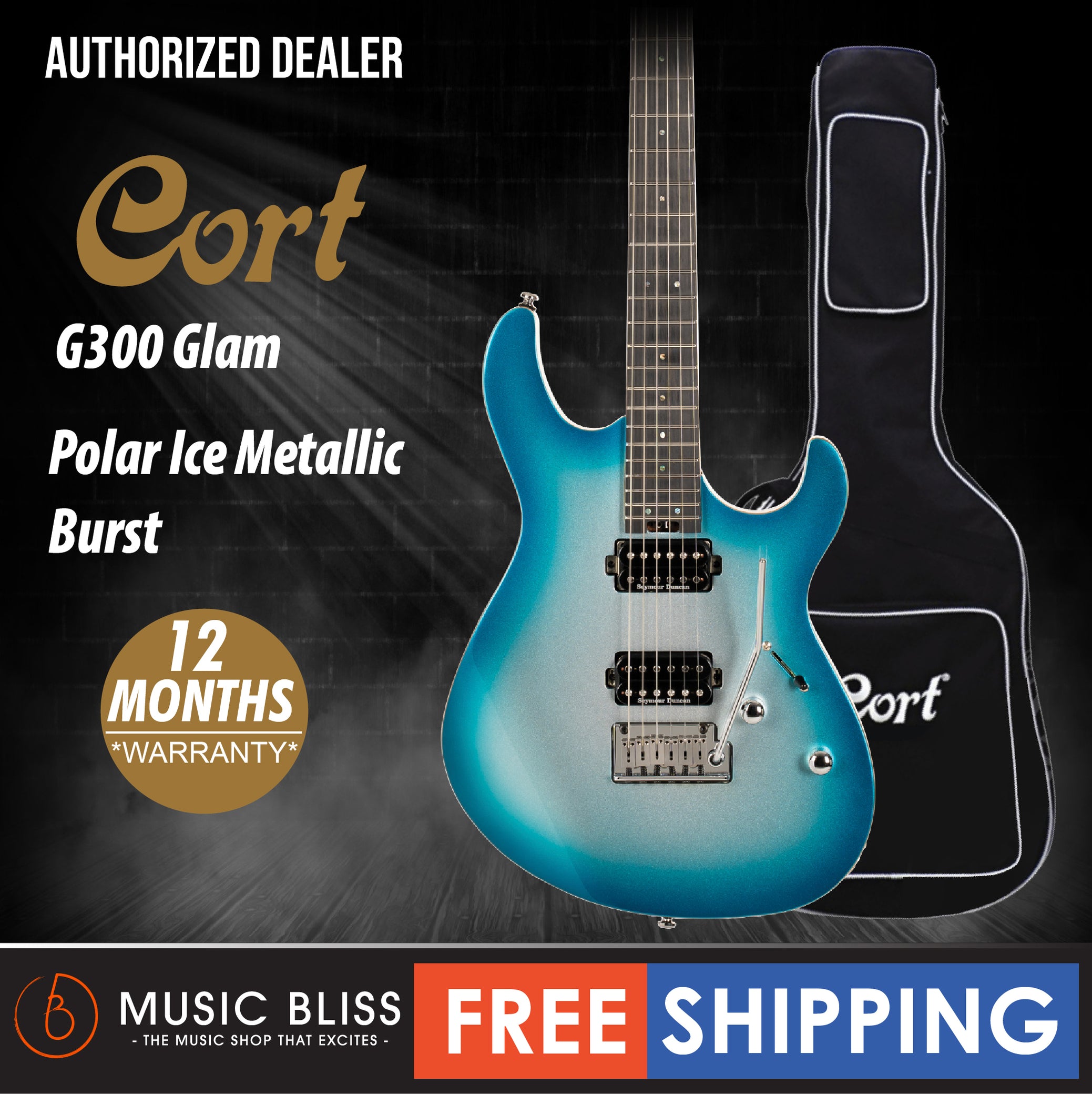 Cort G300 Glam Electric Guitar with Bag - Polar Ice Metallic Burst ...