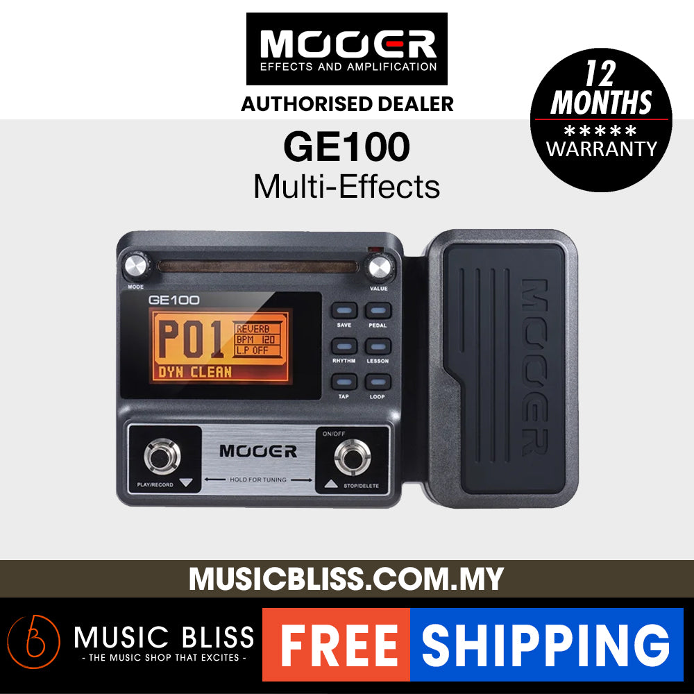 Mooer GE100 Guitar Multi-Effects Pedal (GE-100) | Music Bliss Malaysia
