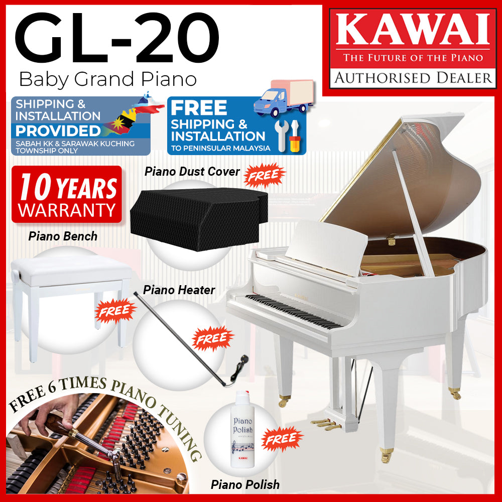 Kawai GL-20 [Made In Japan] Classic Baby Grand Piano - White Polish (GL20 / GL 20) | Music Bliss ...