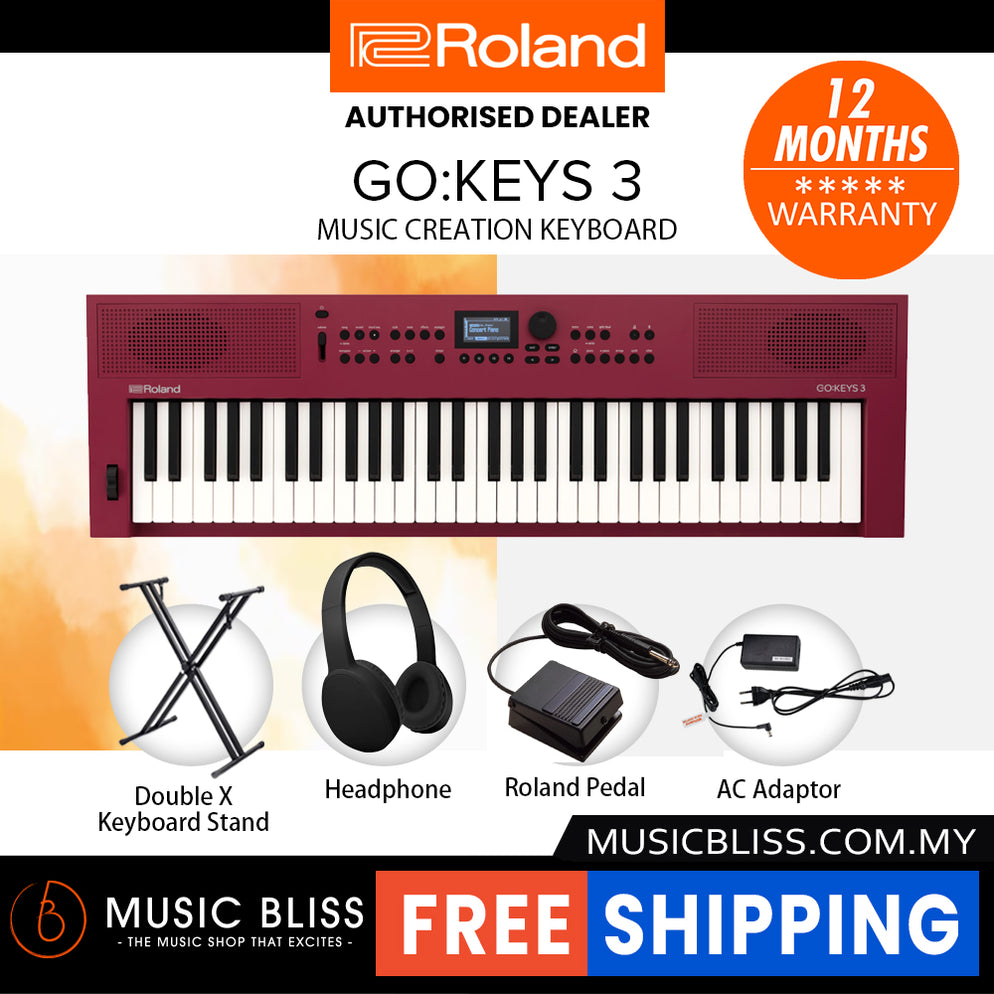 Roland GO:KEYS 3 Keyboard - Red — Music Bliss Malaysia