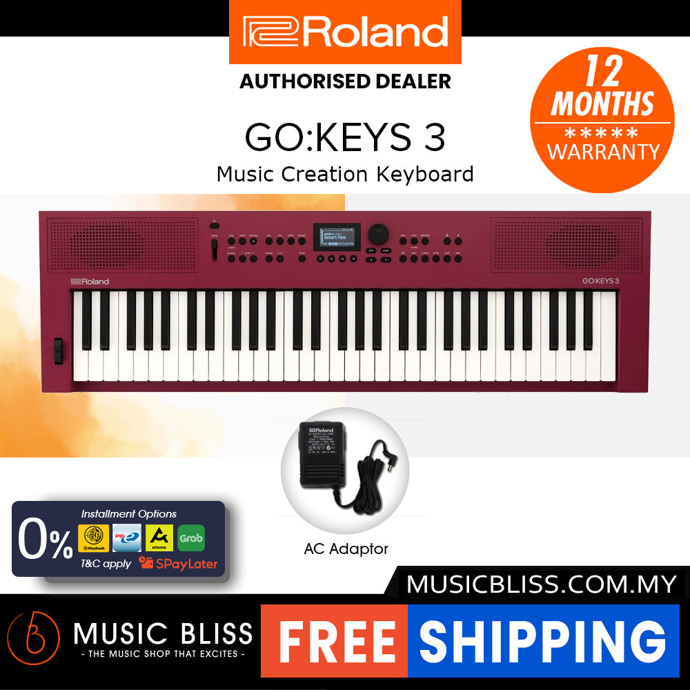 Roland GO:KEYS 3 Keyboard - Red — Music Bliss Malaysia