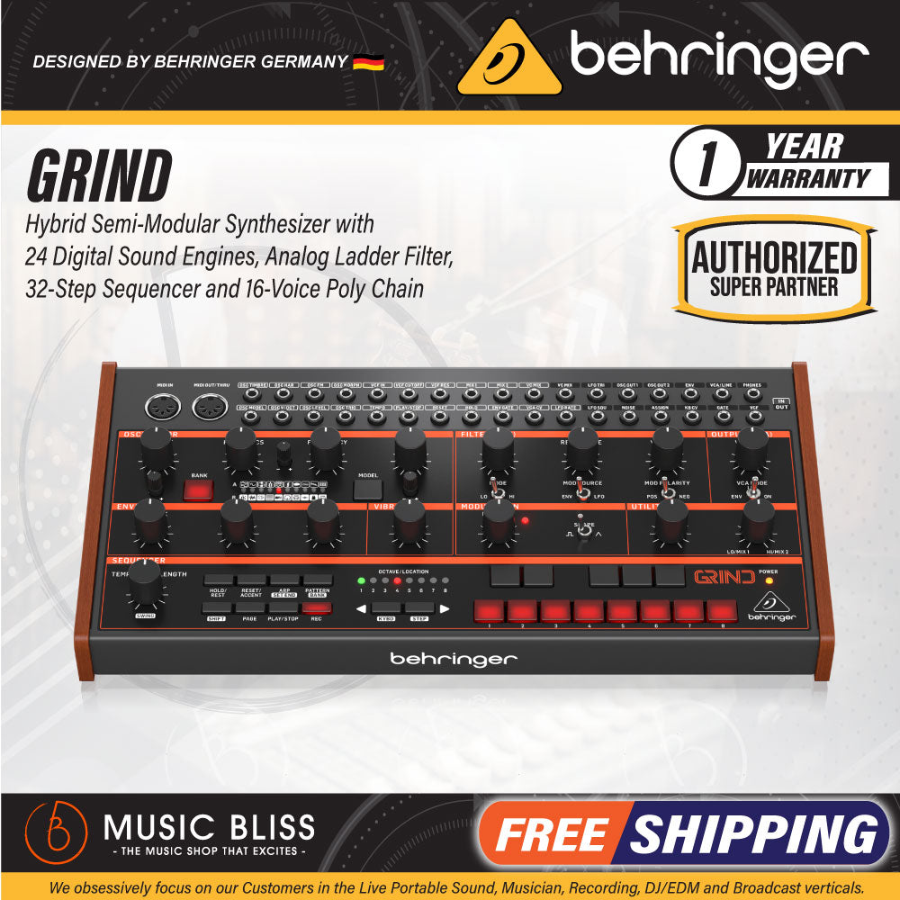 Behringer Grind Semi-modular Hybrid Multi-engine Synthesizer | Music Bliss Malaysia