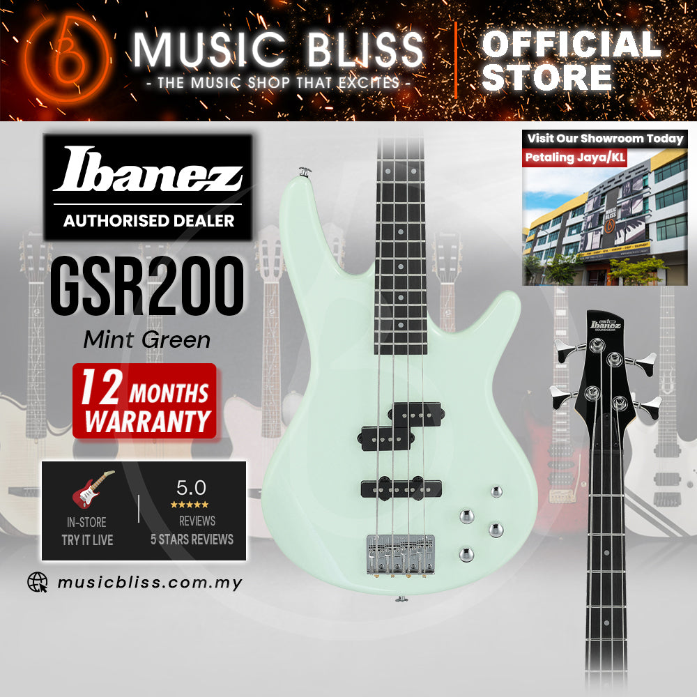 Ibanez GSR200 4-String Electric Bass Guitar - Mint Green | Music Bliss ...