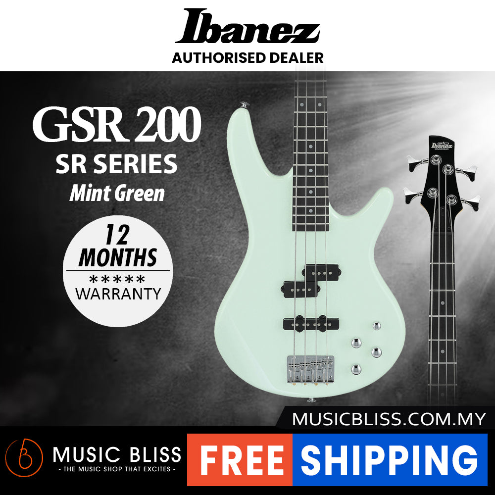 Ibanez GSR200 4-String Electric Bass Guitar - Mint Green | Music Bliss ...
