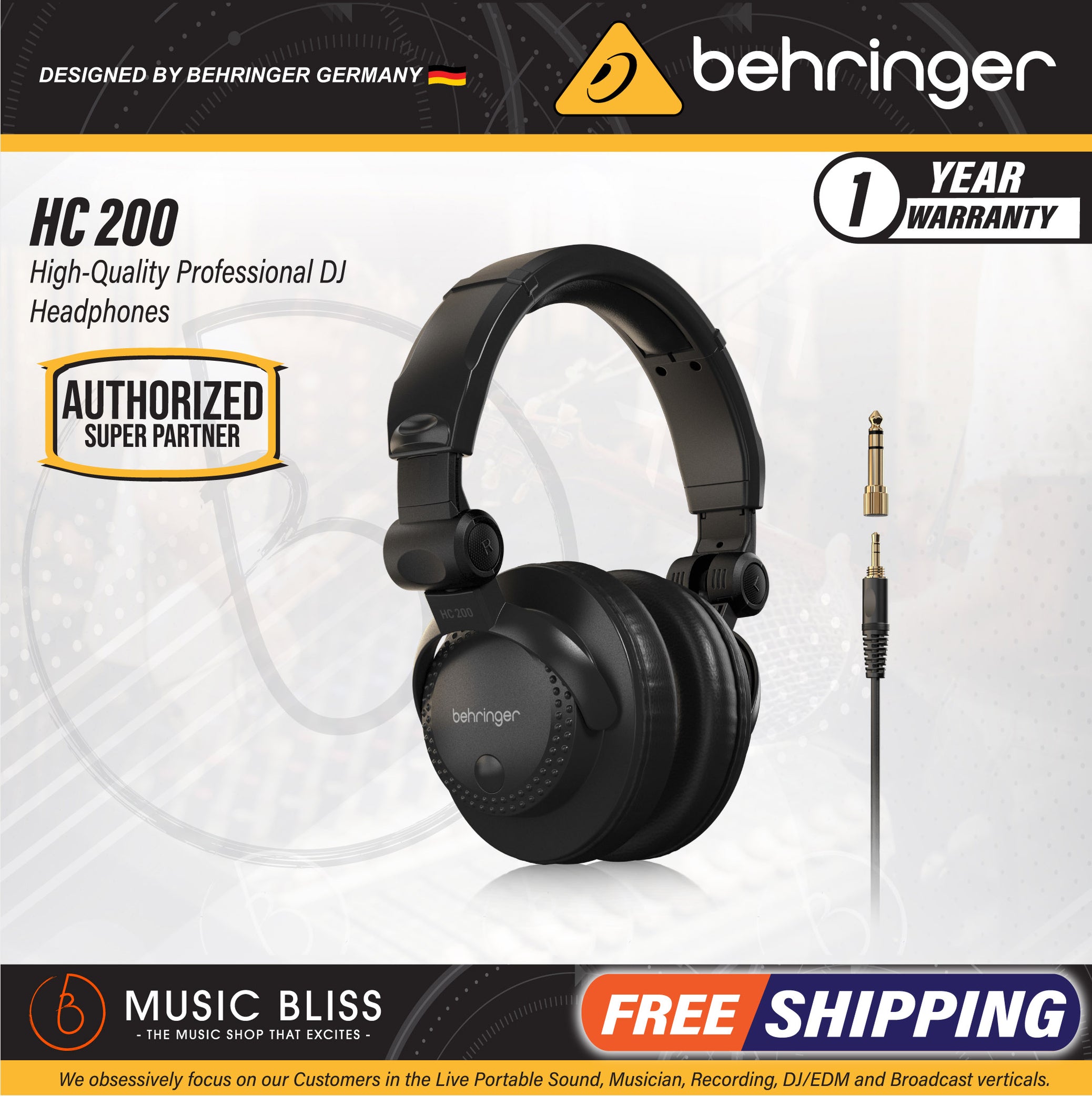 Behringer HC-200 High-Quality Professional DJ Headphones | Music Bliss ...