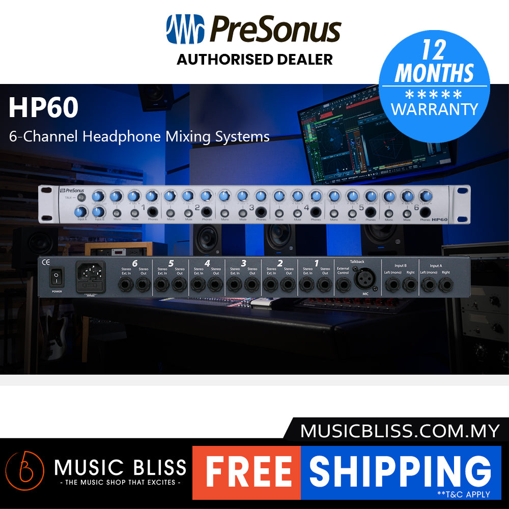 PreSonus HP60 6-channel Headphone Amplifier | Music Bliss Malaysia