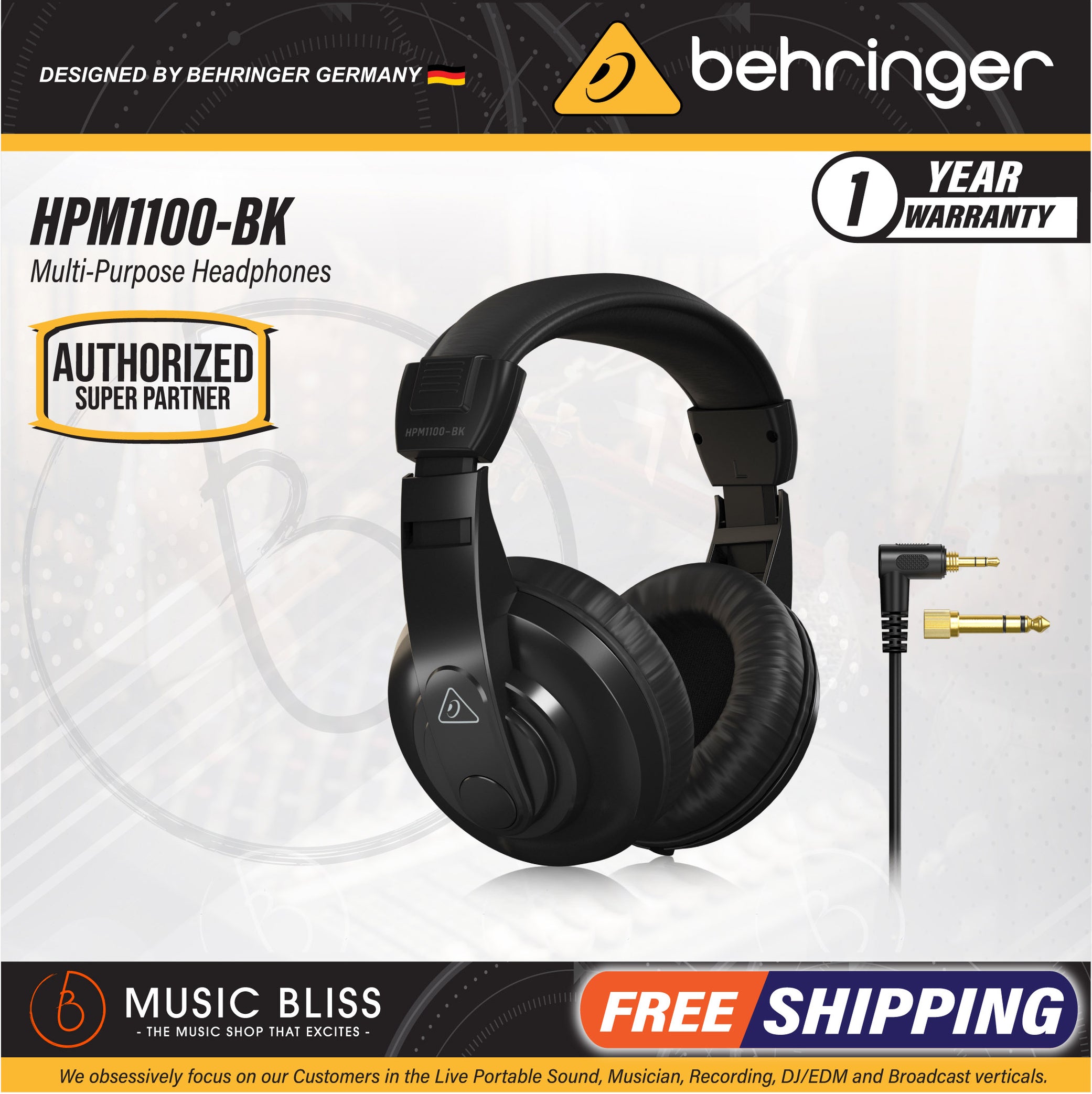 Behringer HPM1100 Multi-purpose Headphone Black (HPM 1100 / HPM-1100 ...