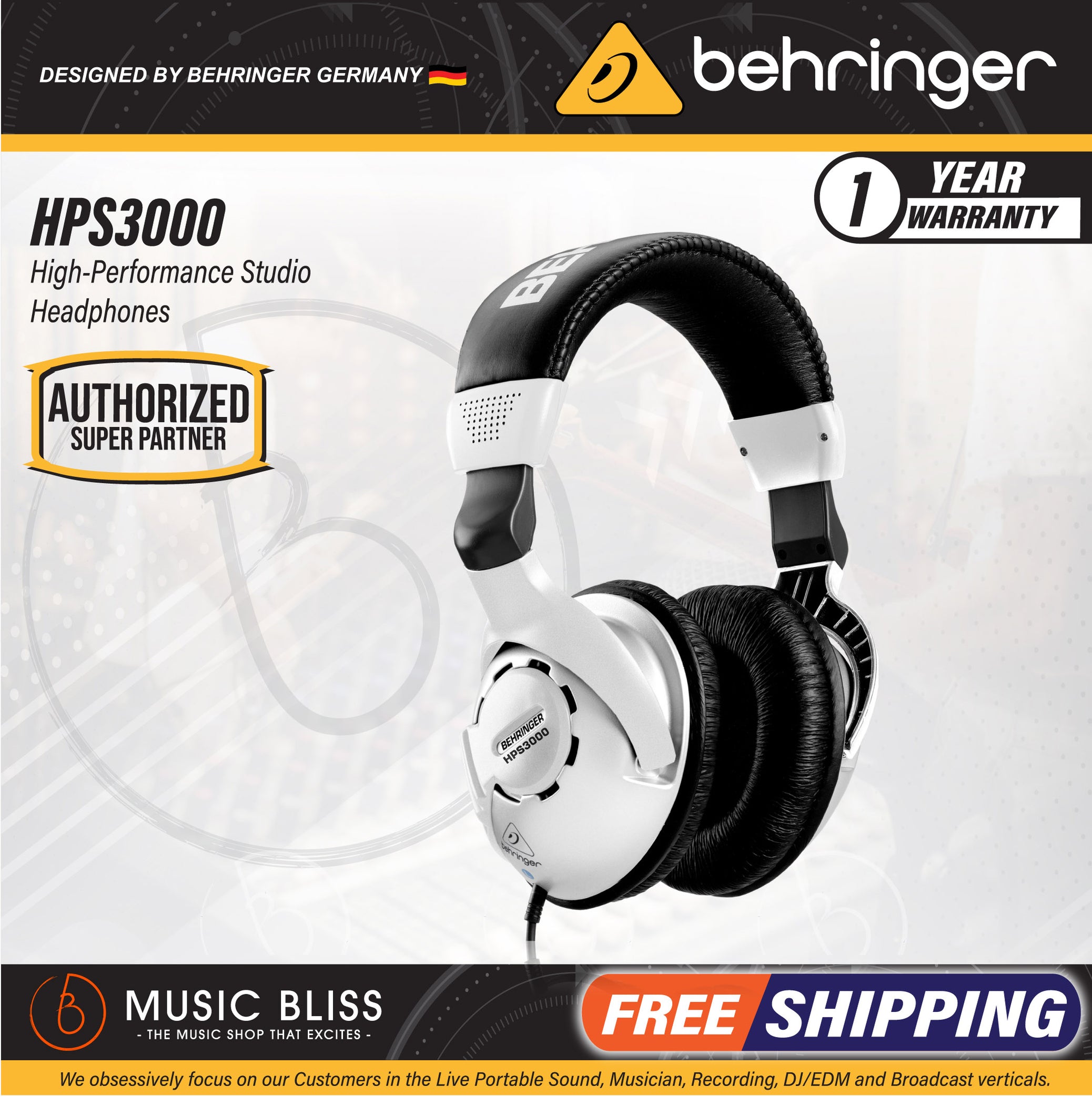 Behringer HPS3000 Studio Headphones | Music Bliss Malaysia