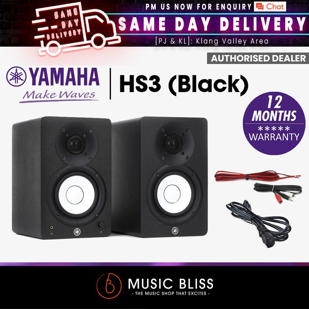 Yamaha HS3 3.5" Powered Studio Monitor, Pair - Black | Music Bliss Malaysia