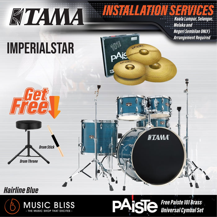Tama Imperialstar 5-piece Drum Set with Drumsticks and Throne - 22 ...