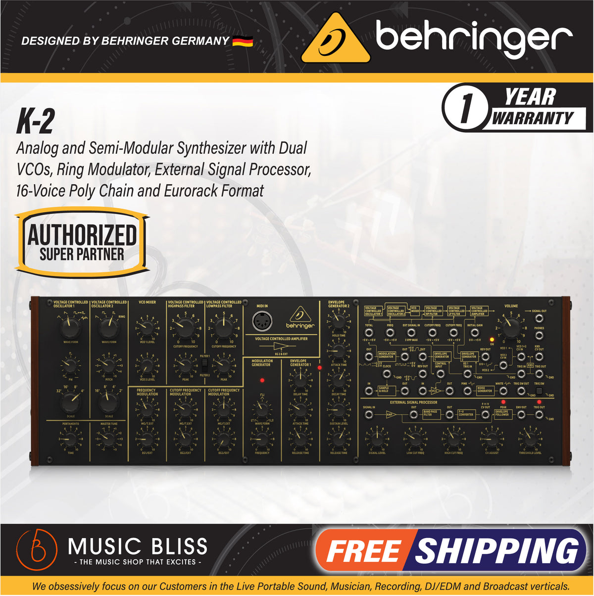 Behringer K-2 Semi-Modular Synthesizer (K2) | Music Bliss Malaysia