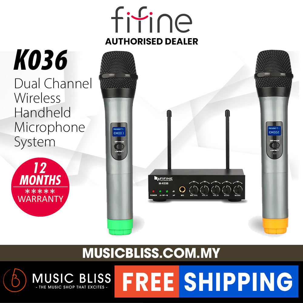 FIFINE K036 UHF Dual Channel Wireless Handheld Microphone | Music Bliss ...