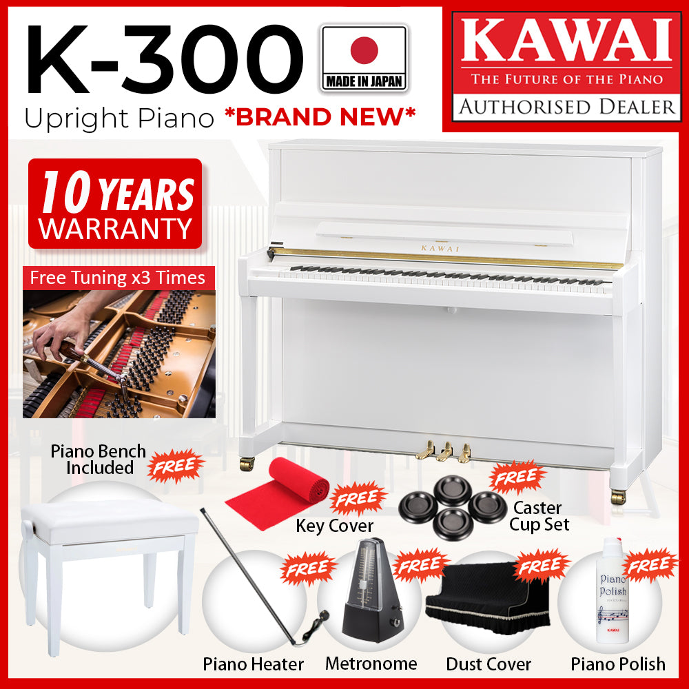 [Brand New] Kawai K-300 Professional Acoustic Upright Piano - White ...