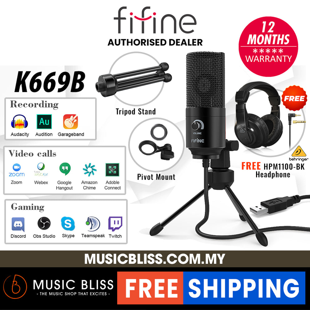 FIFINE K669B USB Microphone, Metal Condenser Recording Microphone (K ...