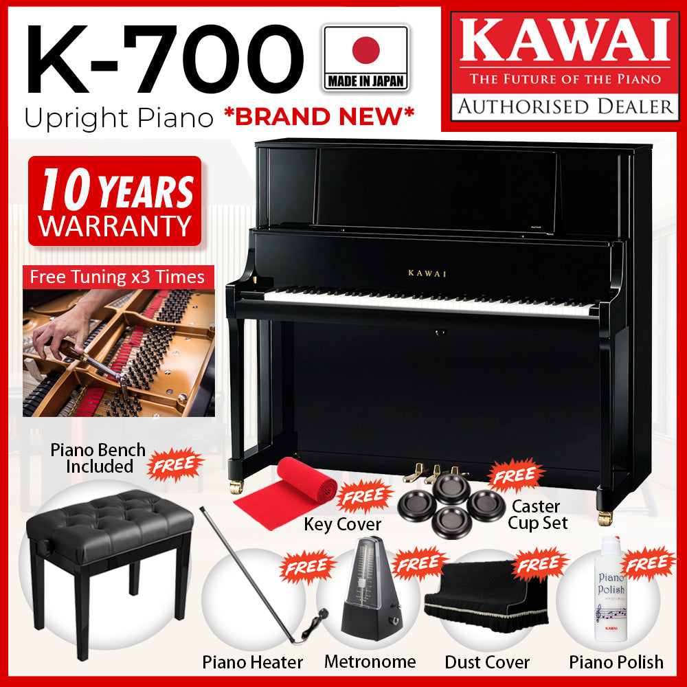 Kawai K-700 Professional Acoustic Upright Piano - Ebony Polish (K700 / K 700) [Made In Japan ...