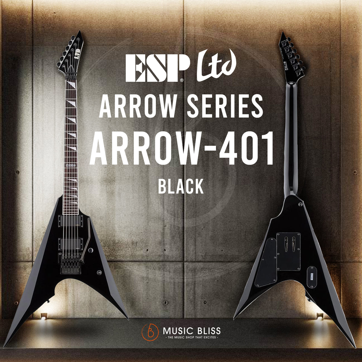 ESP LTD ARROW-401 - Black (ARROW401BLK) | Music Bliss Malaysia