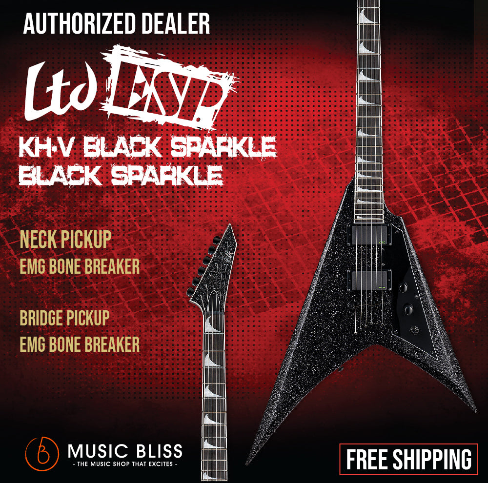 ESP LTD KH-V Kirk Hammett Signature Electric Guitar - Black Sparkle ...