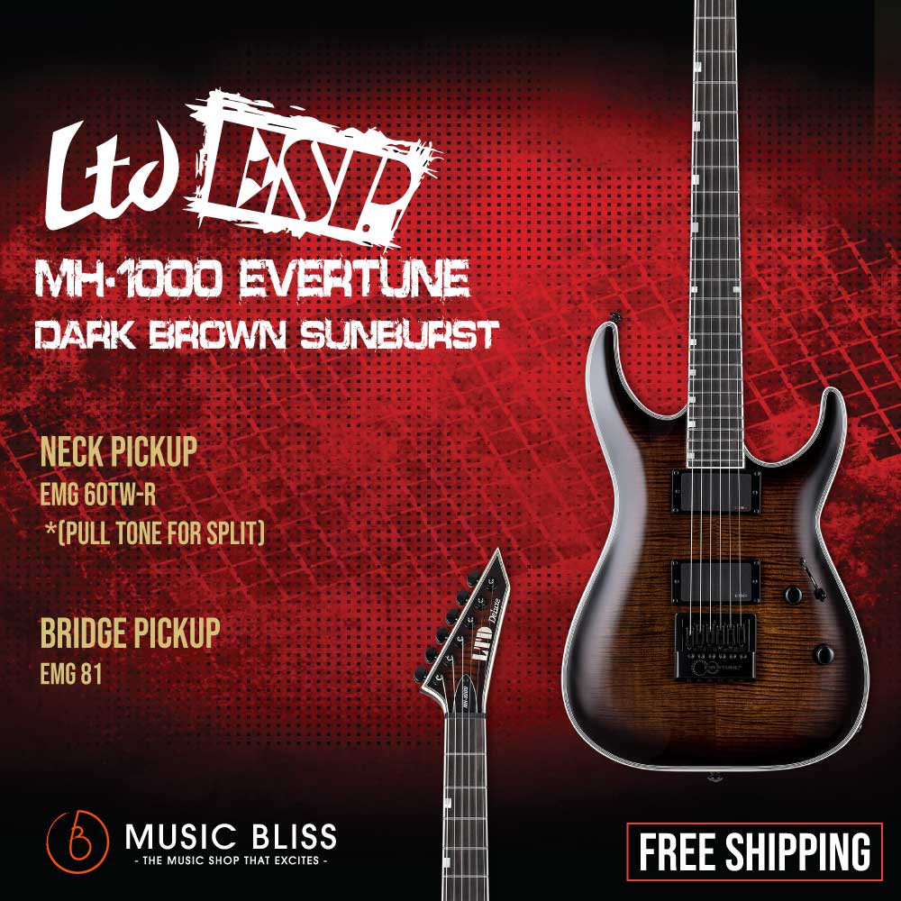 ESP LTD Deluxe MH-1000 EverTune Electric Guitar - Dark Brown Sunburst ...