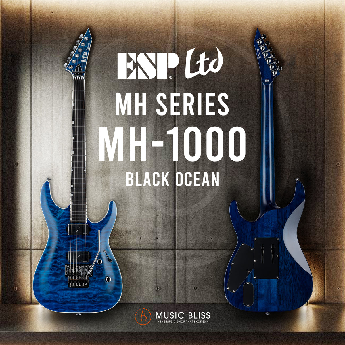 ESP LTD MH-1000 QM Electric Guitar - Black Ocean | Music Bliss Malaysia