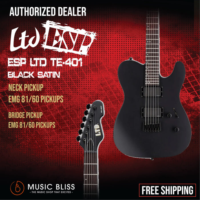 ESP LTD TE-401 Electric Guitar - Black Satin | Music Bliss Malaysia