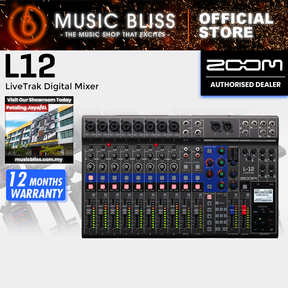 Zoom L-12 LiveTrak Digital Mixer (L12) | Music Bliss Malaysia