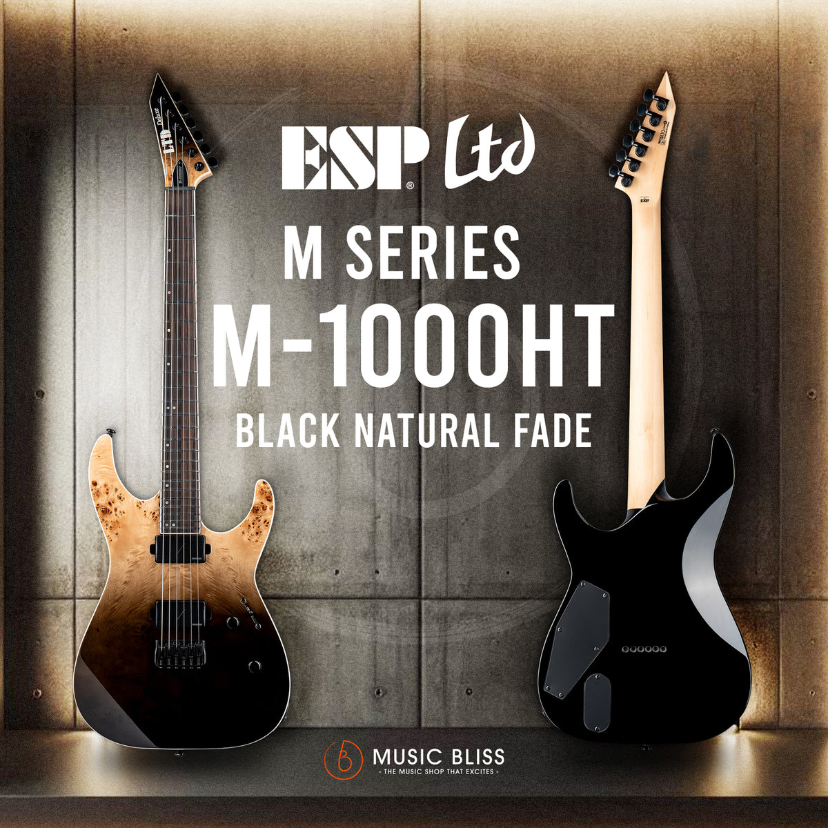 ESP LTD M-1000 HT Burled Poplar - Black Fade | Music Bliss Malaysia