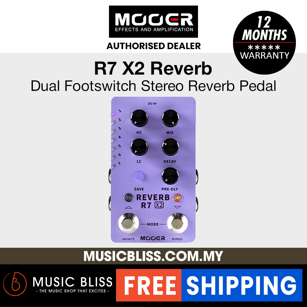 Mooer R7 X2 Reverb Pedal | Music Bliss Malaysia