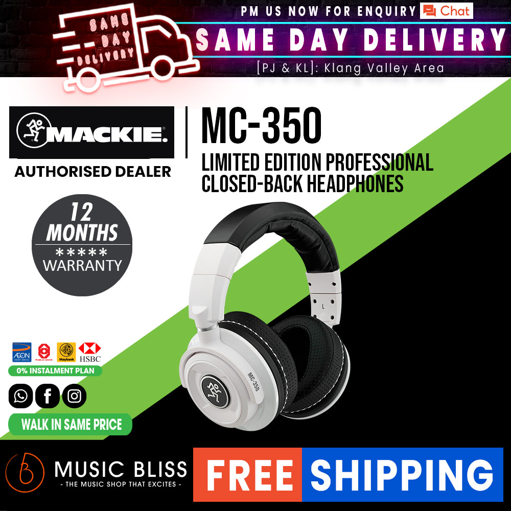 Mackie MC-350 Professional Closed-back Headphones - Arctic White Limited Edition | Music Bliss ...