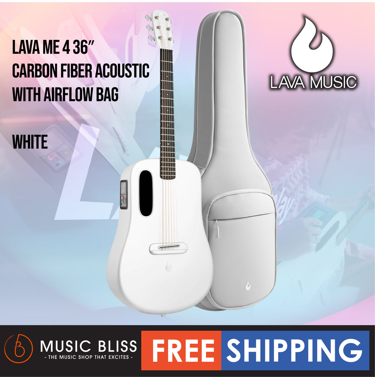 Lava ME 4 36″ Carbon Fiber Acoustic-Electric Guitar with Airflow Bag ...