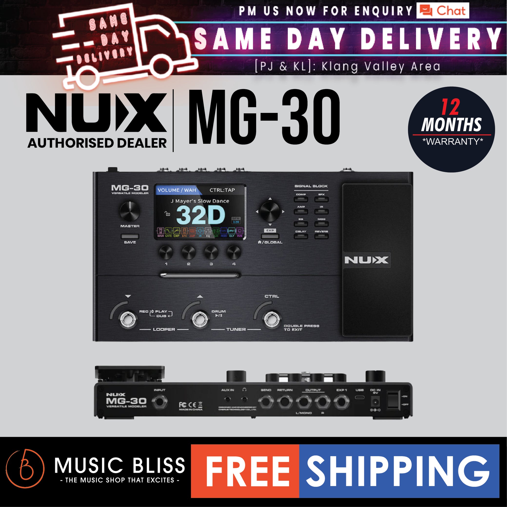NUX MG-30 Versatile Modeler Multi-Effects Pedal (MG30) *Crazy Sales ...