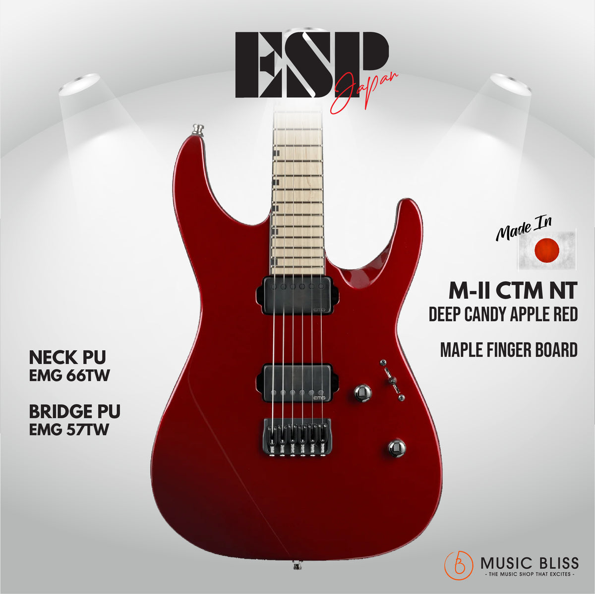 ESP Original M-II CTM NT Maple FB - Deep Candy Apple Red [MIJ - Made in ...