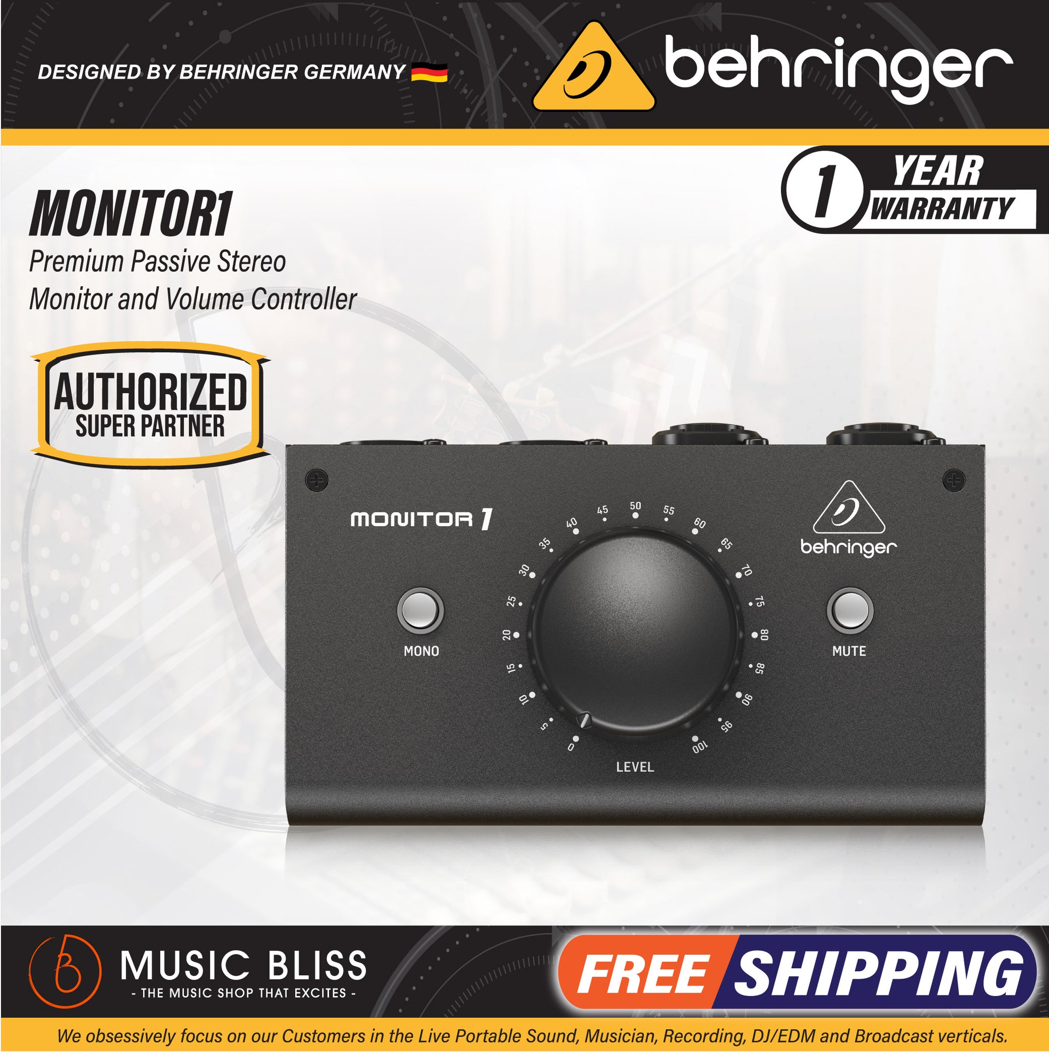 Behringer Monitor1 Passive Stereo Monitor and Volume Controller | Music ...