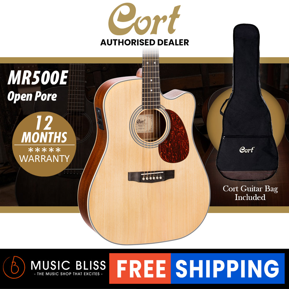Cort MR500E Solid Top Acoustic Guitar with Bag (MR 500E MR-500E ...