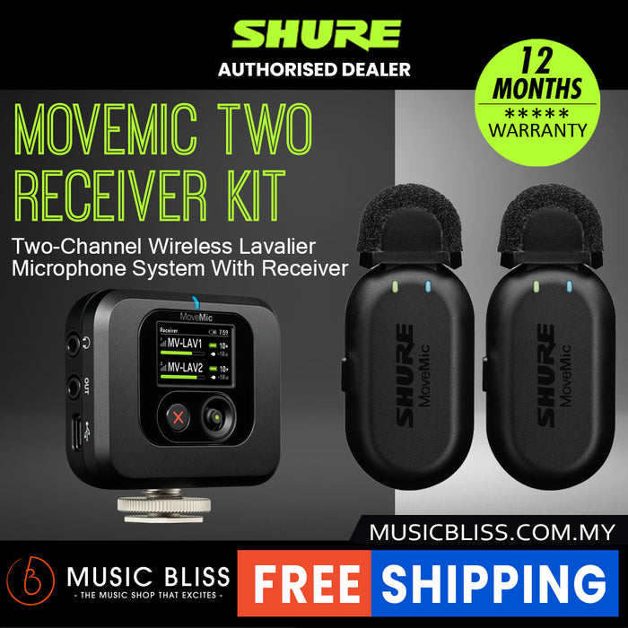 Shure MoveMic Two Wireless Lavalier Microphone Receiver Kit | Music Bliss Malaysia