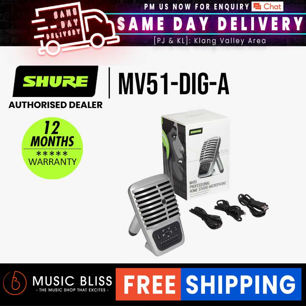 Shure MV51 Digital Condenser Microphone (MV-51) | Music Bliss Malaysia