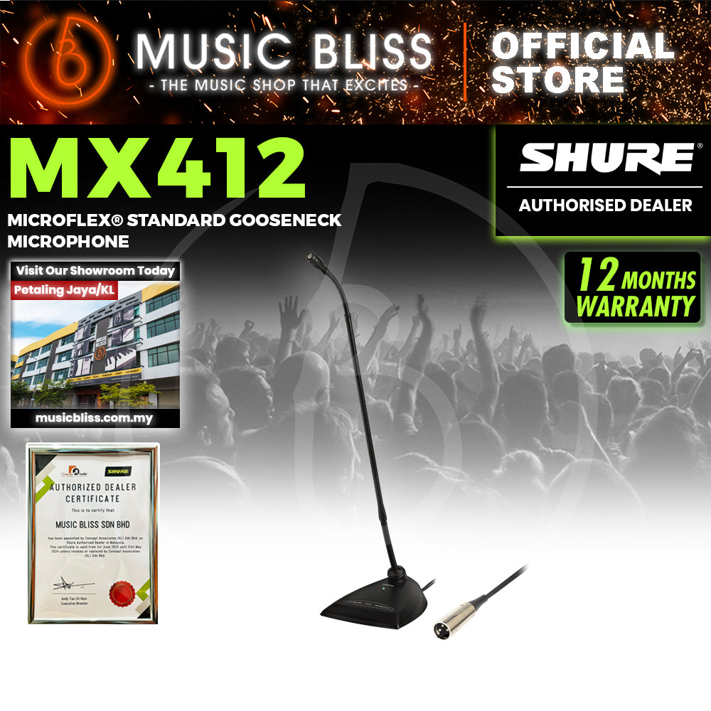 Shure MX412D/C 12 inch Cardioid Gooseneck Microphone with Desktop Base ...