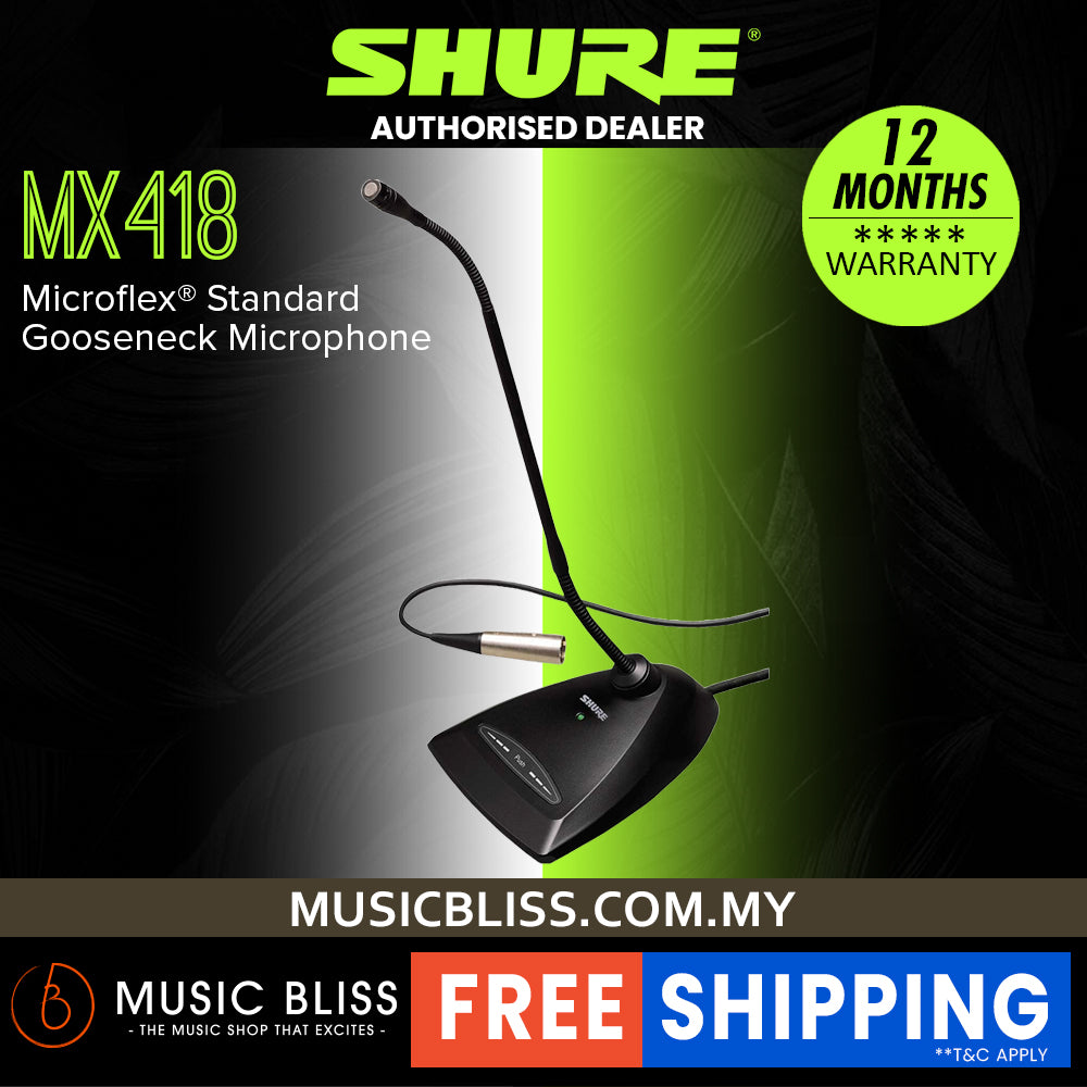 Shure MX418D/S 18" Supercardioid Gooseneck Microphone with Desktop Base ...