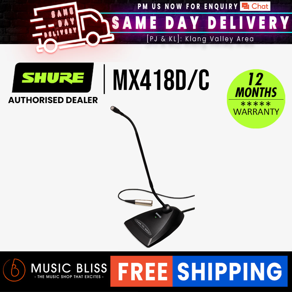 Shure MX418D/C 18" Cardioid Gooseneck Microphone with Desktop Base and Preamp (MX418DC) | Music ...
