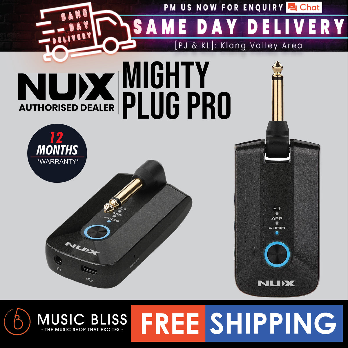 NUX MP3 Mighty Plug Pro Guitar and Bass Amplug with Bluetooth | Music ...