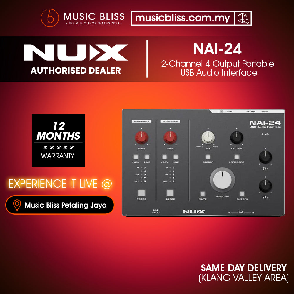NUX NAI-24 2-Channel 4 Output Portable USB Audio Interface | Music ...